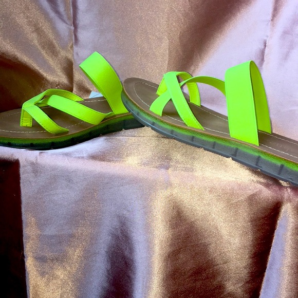 Shoes | Neon Green Strap Sandals | Poshmark